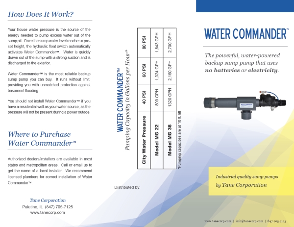 Literature • Water Commander™ Backup Sump Pump